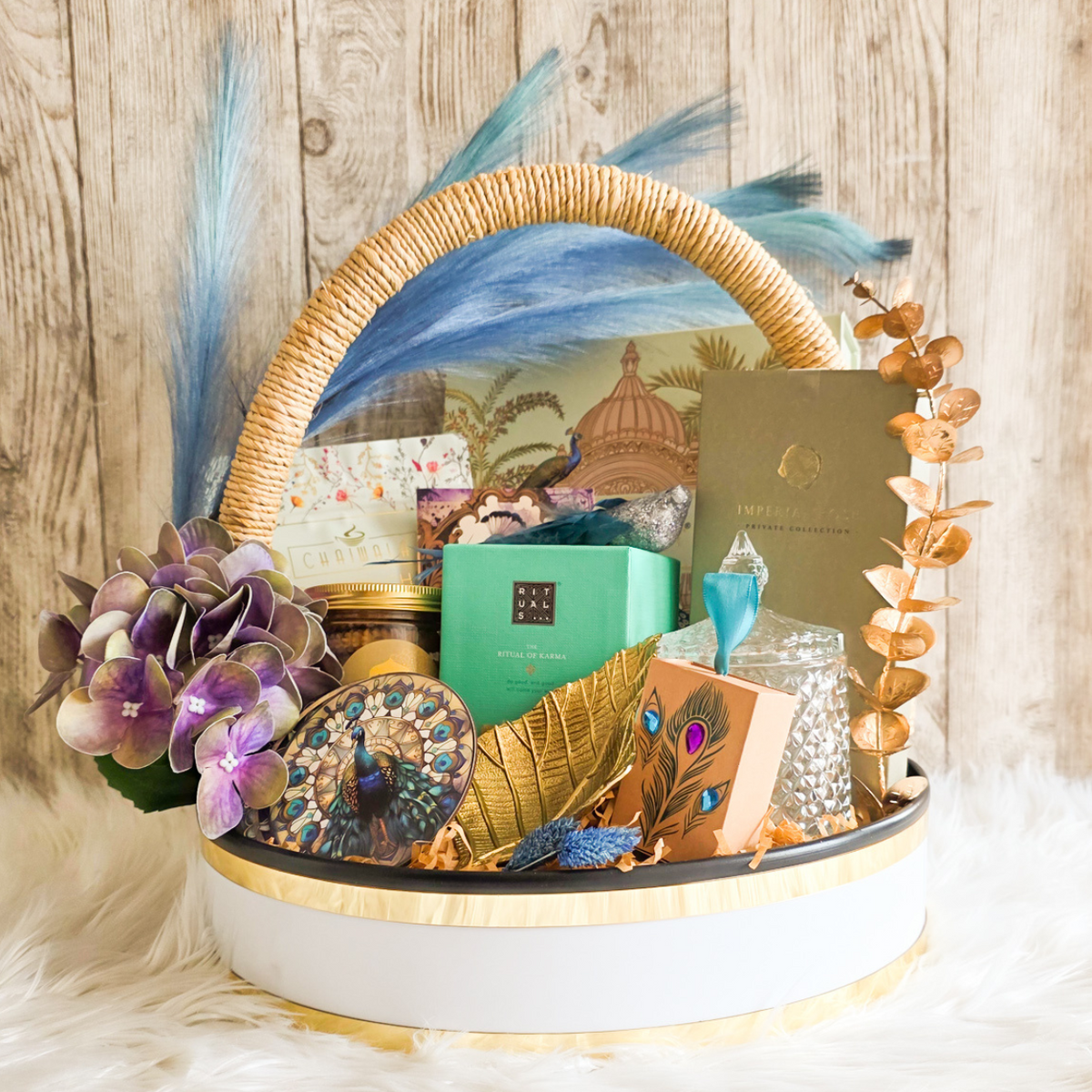 Royal Peacock Hamper – Luxury Diwali Gift with Mithai, Tea, Rituals ...