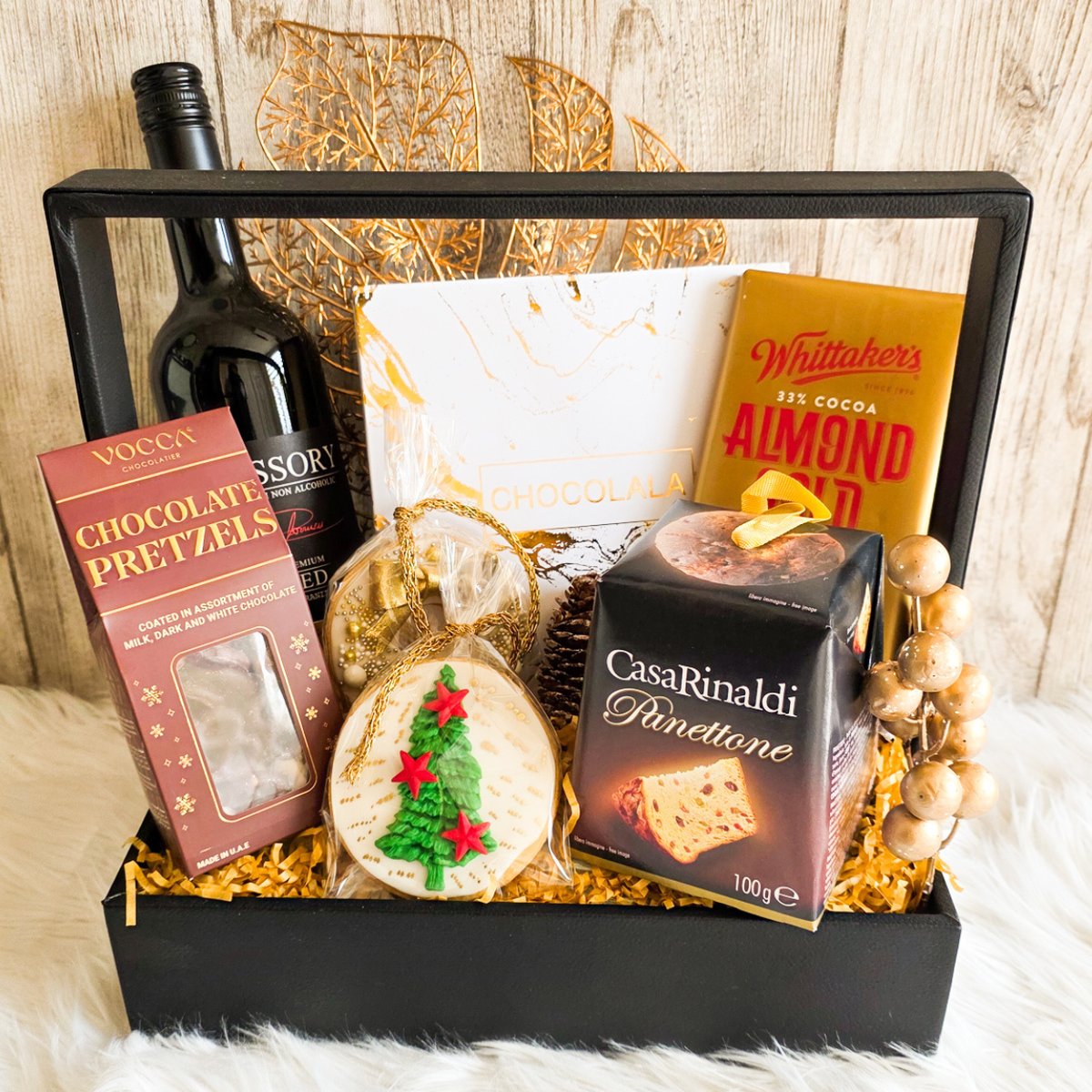 Gold Flakes Christmas Gift Basket | Juice, Chocolates & More | UAE ...
